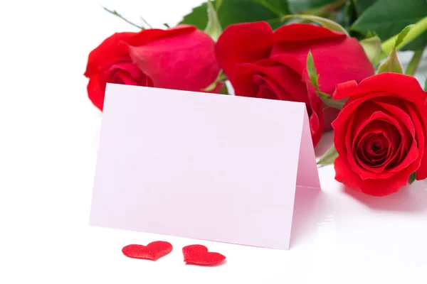 Card for congratulation and roses, isolated Stock Photo by ©cook ...