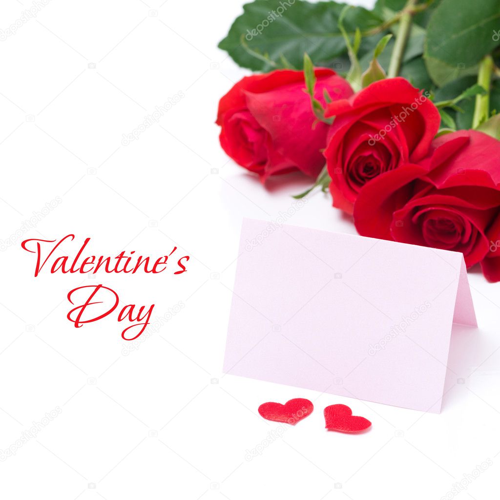 Card for congratulation and roses, isolated Stock Photo by ©cook ...