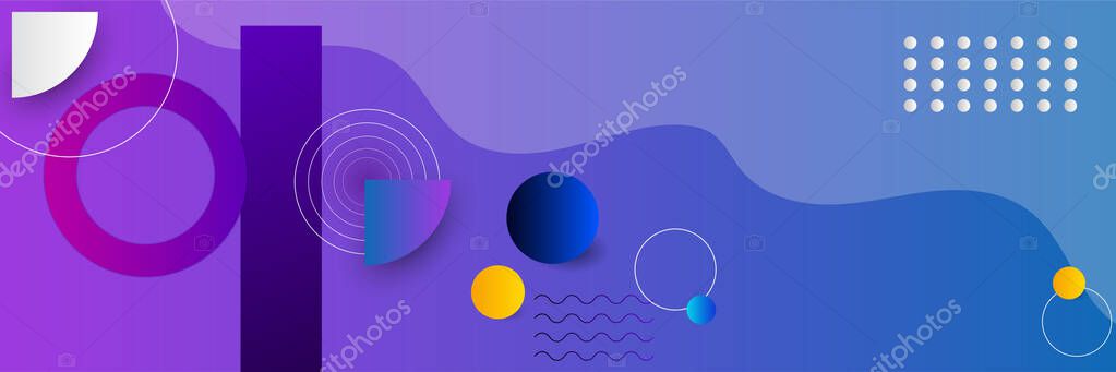 Colorido banner abstracto de Memphis. Diseño creativo moderno de fondo de banner web abstracto ...