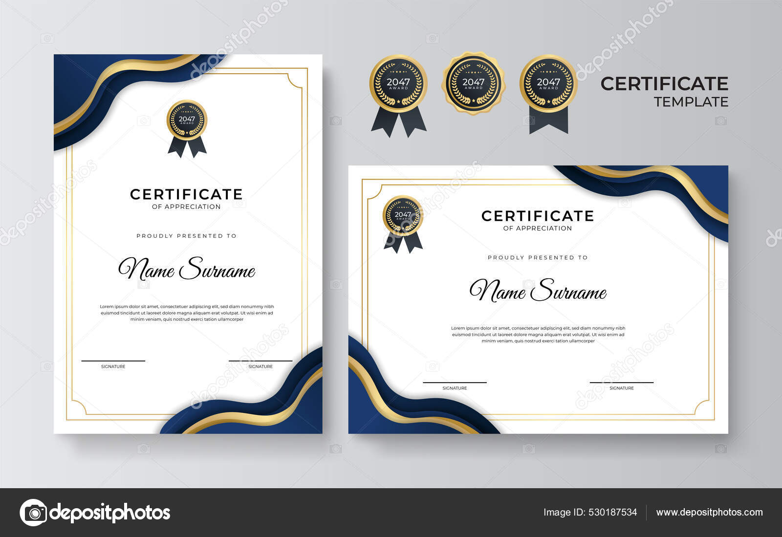 Modern Kék Arany Tanúsítvány Sablon Diploma Bizonyítvány Határ Sablonja ...