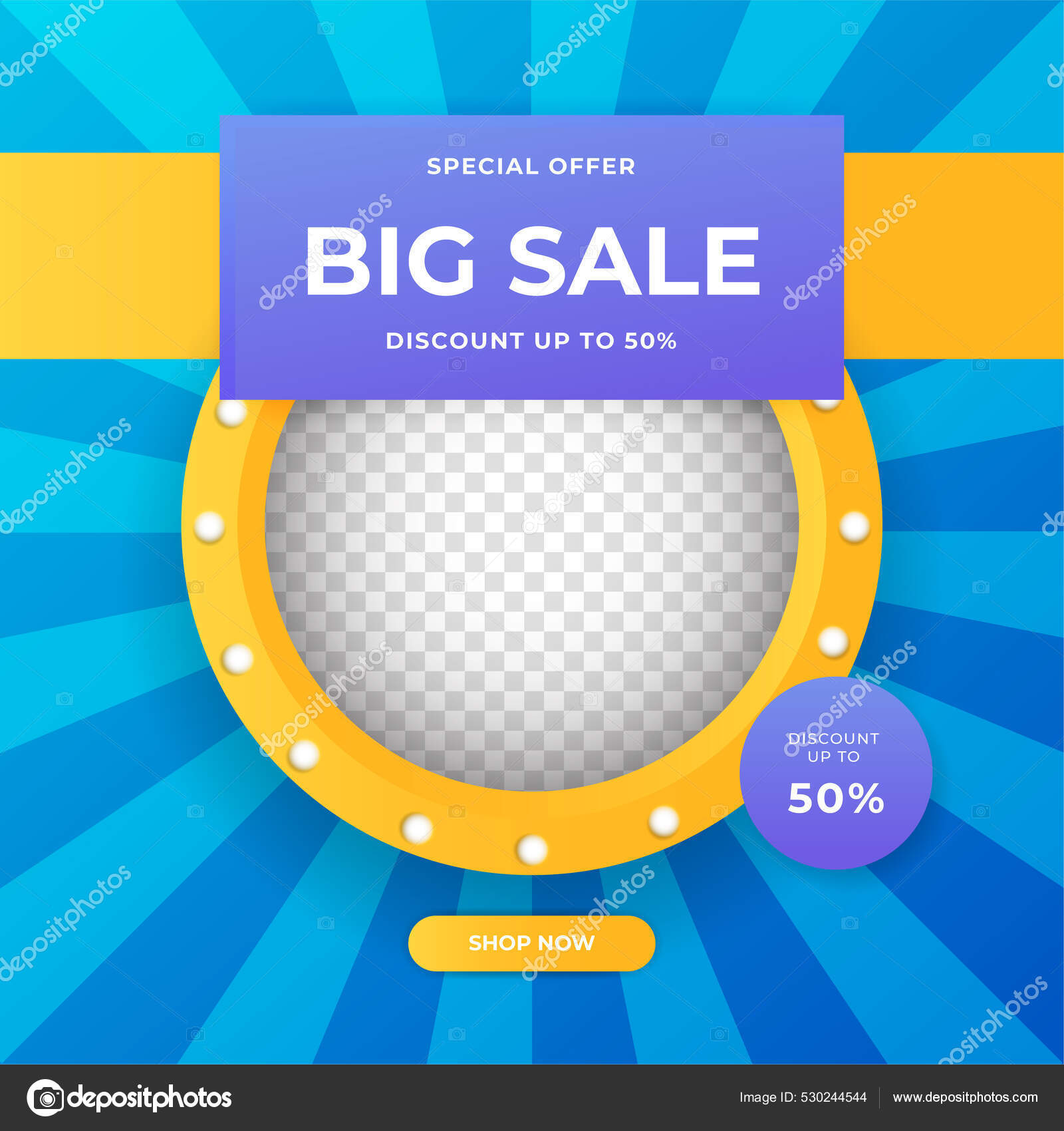 Modern Blue Yellow Sale Post Template Design Background Flash Sale ...