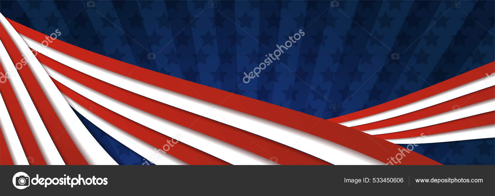 American Blue Red Banner Background Template American Nation Banner ...