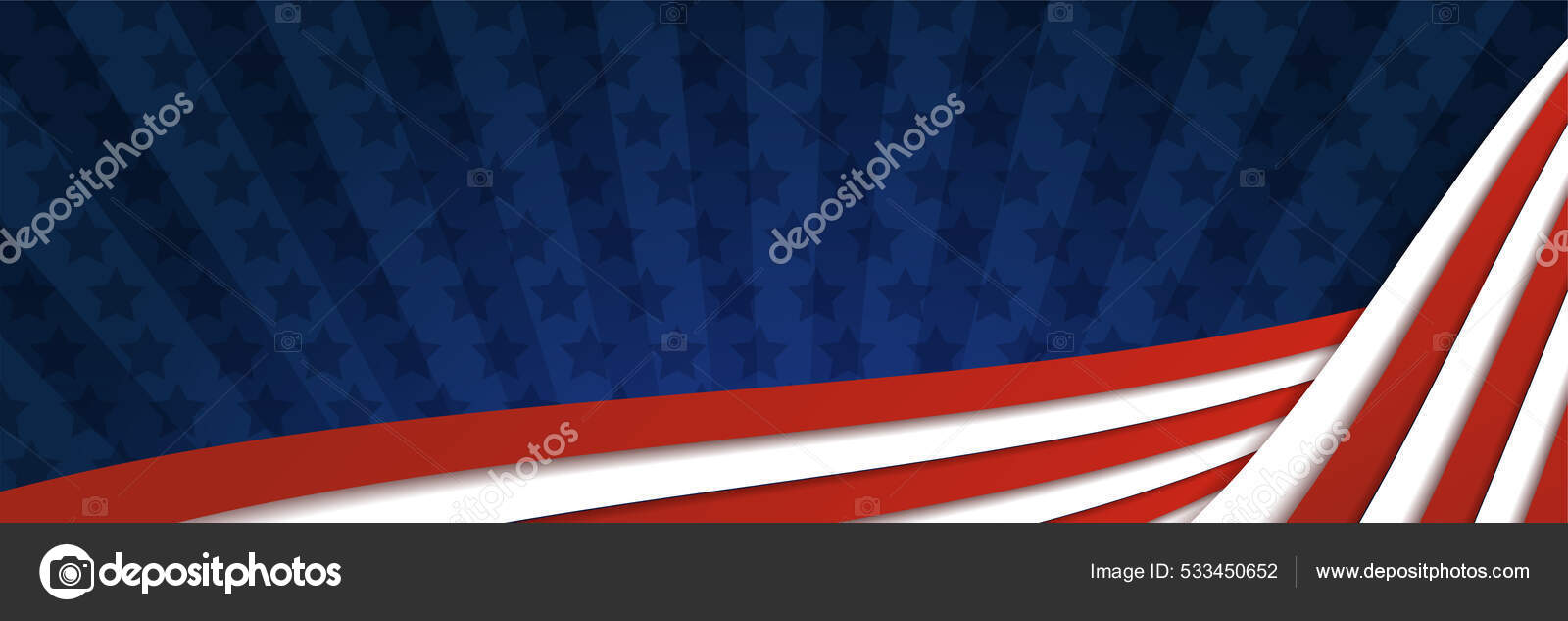 American Blue Red Banner Background Template American Nation Banner ...