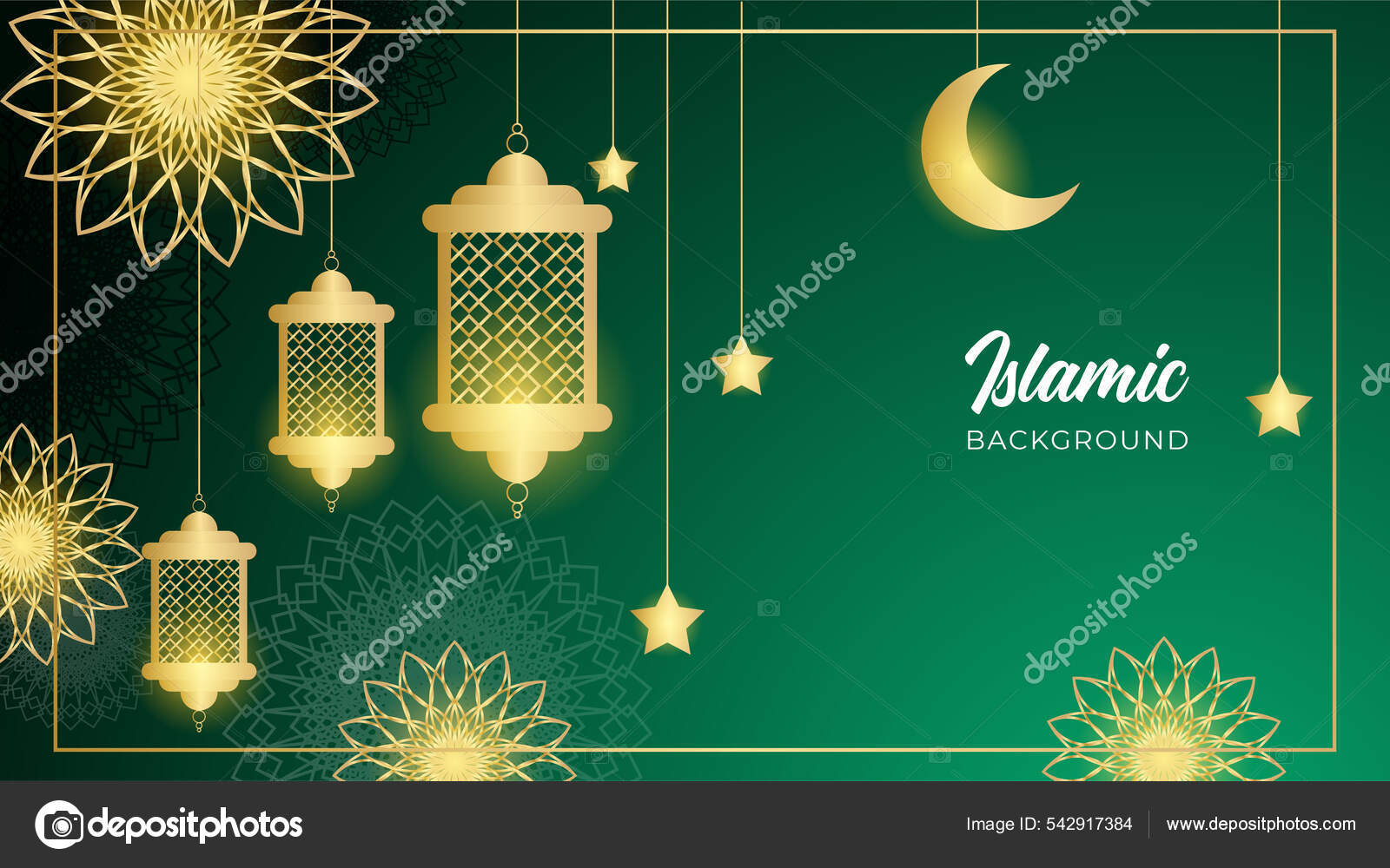 Ornamental Arabic Green Gold Pattern Islamic Design Background Ramadan ...