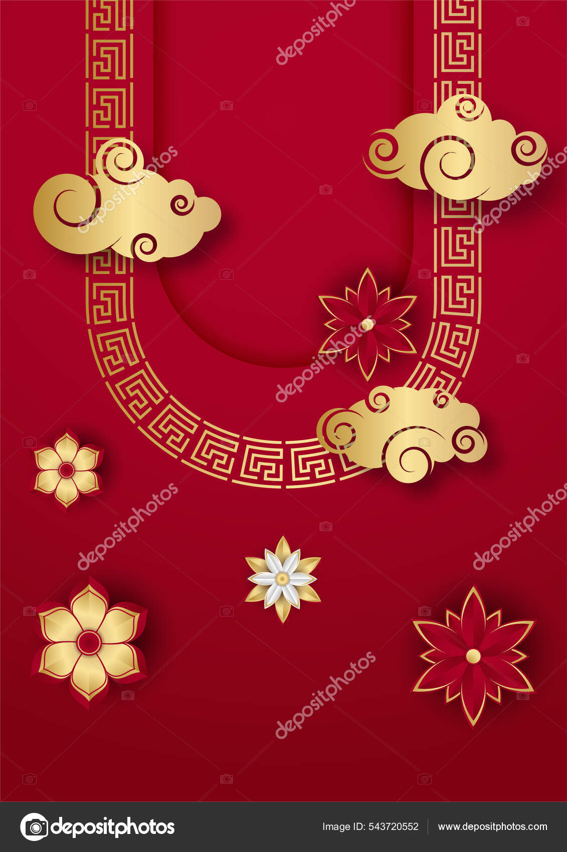 Red Gold Happy Chinese New Year Festival Banner Background Design Stock ...
