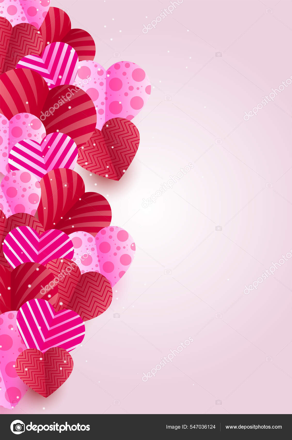 Stylish Heart Red Pink Gold Papercut Style Love Card Design Stock ...