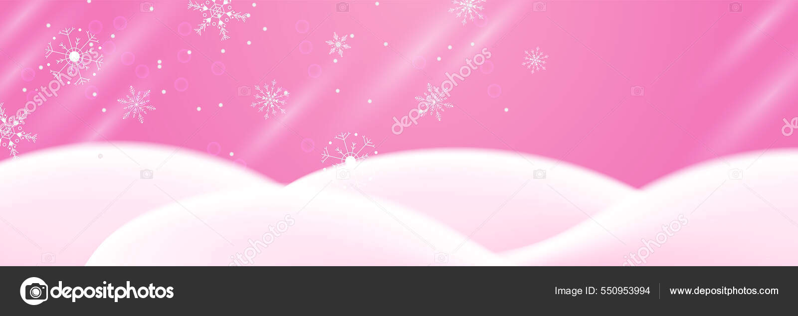Winter Background Pink Snowflake Design Template Banner Stock Vector by ...