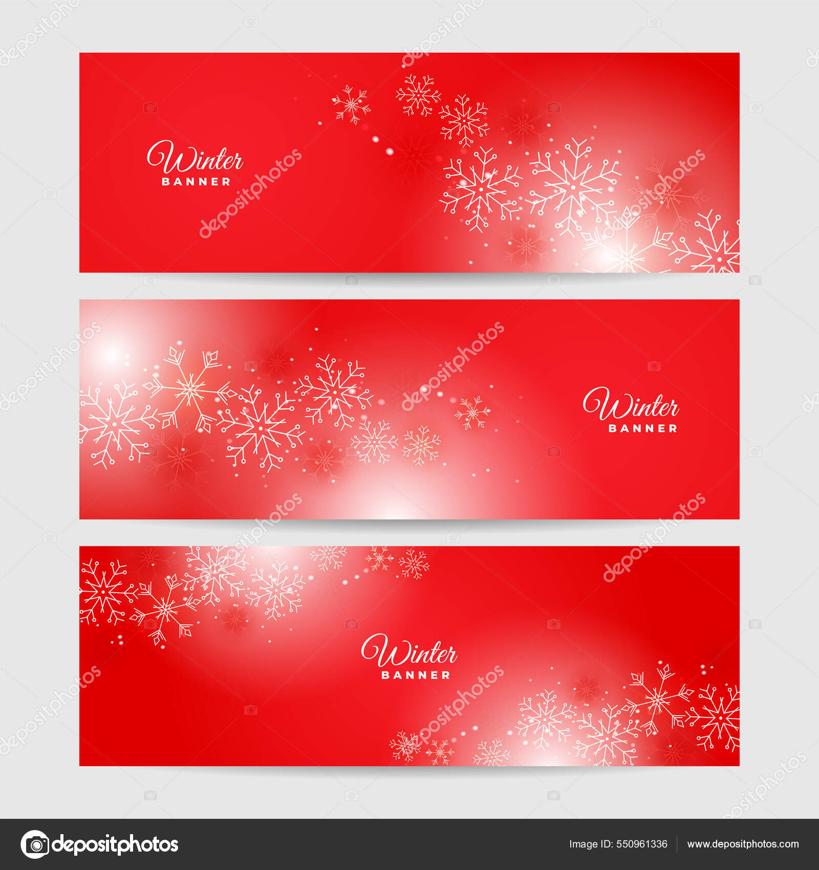 Winter Background Red Snowflake Design Template Banner Stock Vector by ...