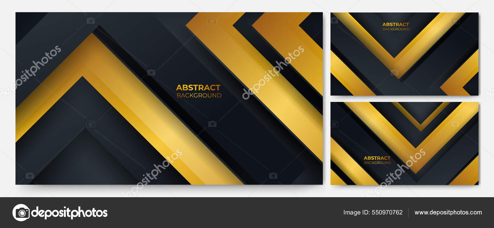 Black Gold Background Abstract Geometric Shapes Overlap Design Vector ...