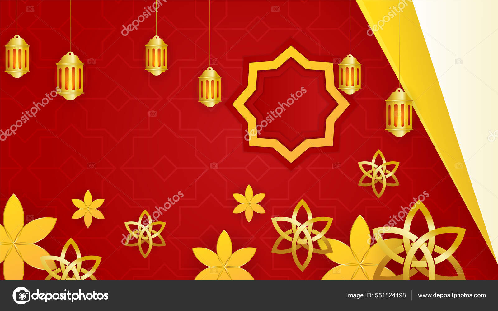 Golden Lantern Arabic Red Islamic Design Background Universal Ramadan ...