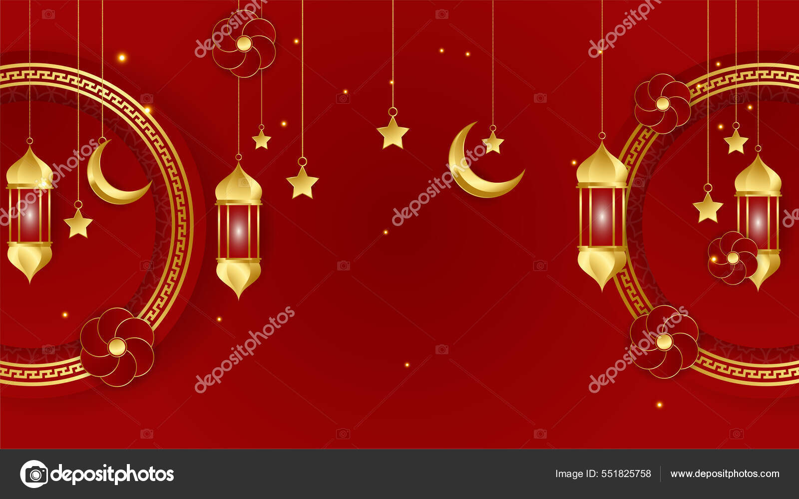 Golden Lantern Arabic Red Gold Islamic Design Background Universal ...