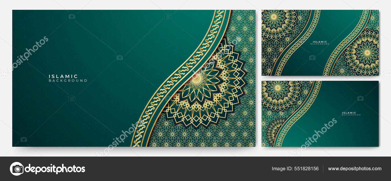 Realistic Mandala Arabic Green Islamic Design Background Stock Vector ...