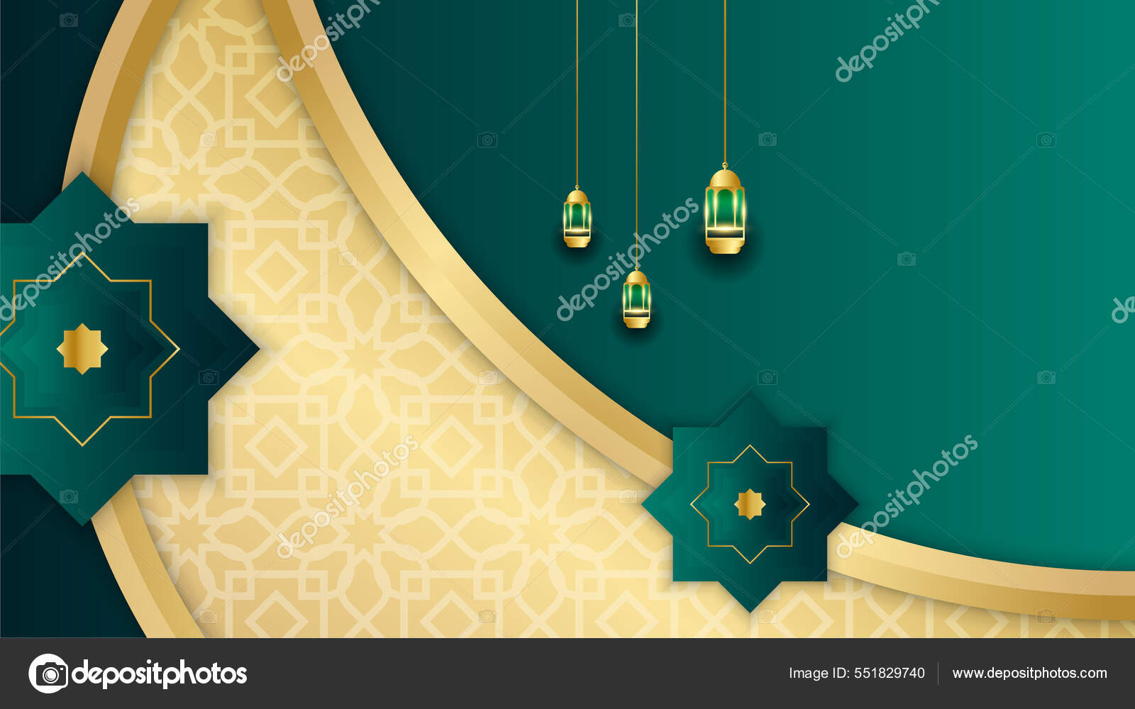 Realistic Mandala Arabic Green Islamic Design Background Stock Vector ...