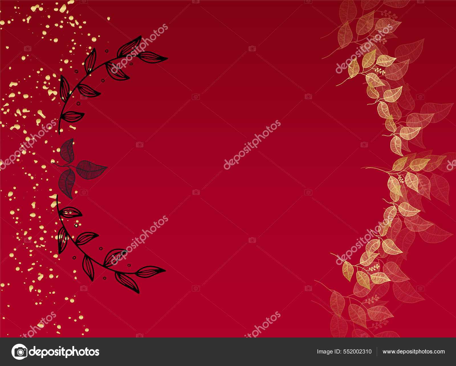 Modern Elegant Golden Red Wedding Invitation Design Template Stock ...