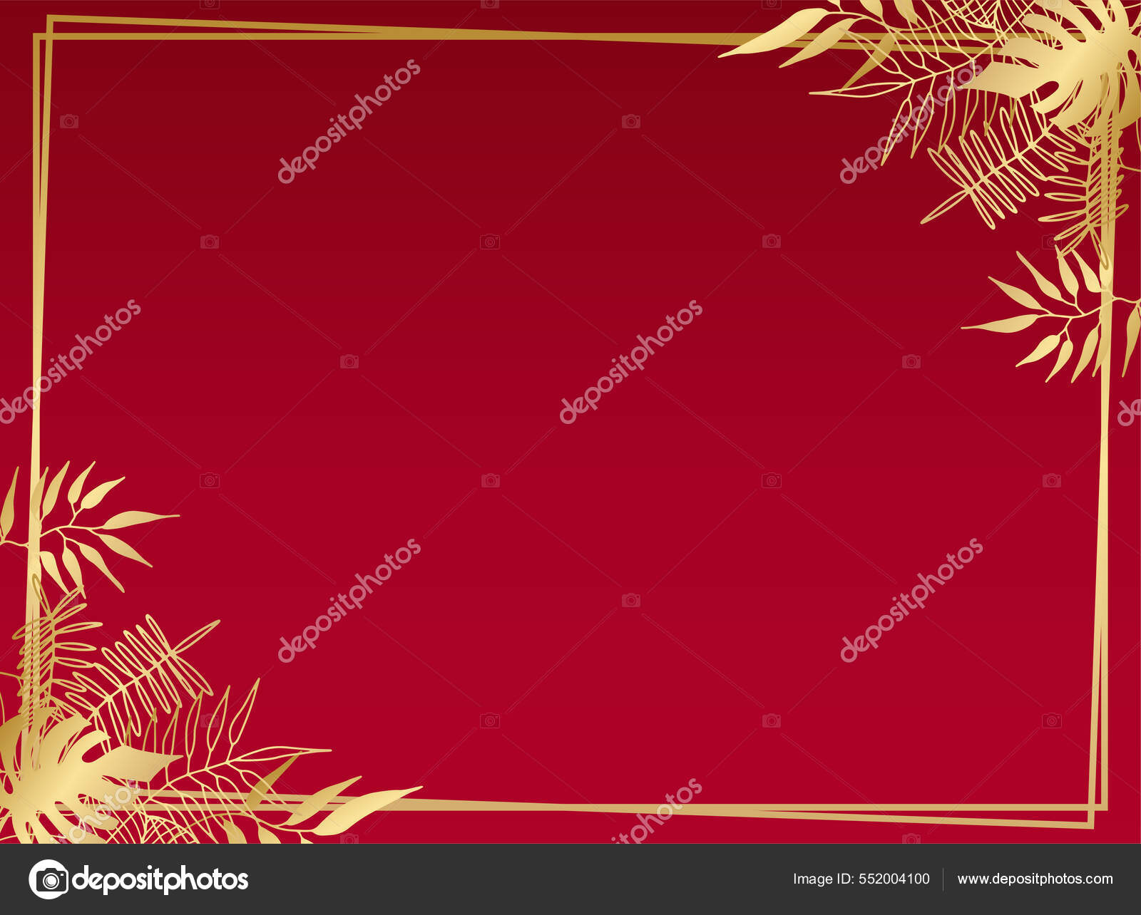 Modern Elegant Golden Red Wedding Invitation Design Template Stock ...