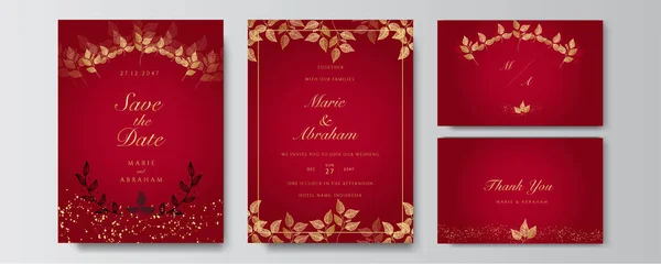 Premium Elegant Golden Red Wedding Invitation Design Template Stock ...