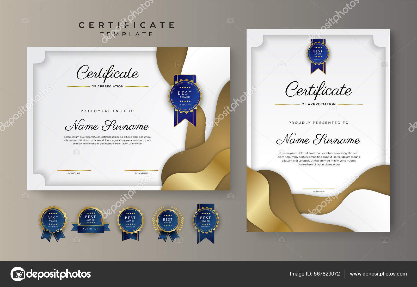 Premium Gold Certificate Achievement Border Template Luxury Badge ...