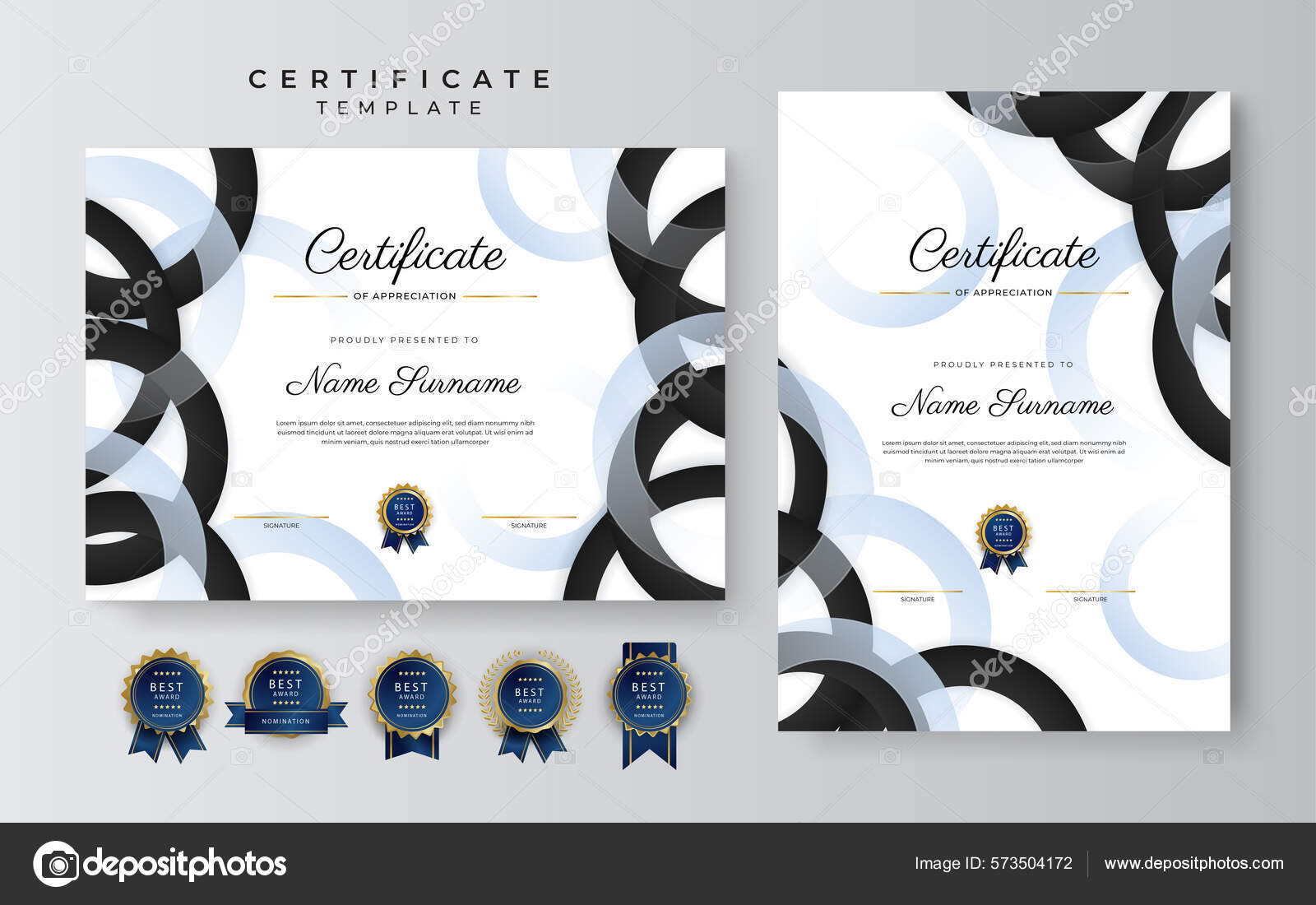 Black Gold Certificate Achievement Border Template Luxury Badge Modern ...