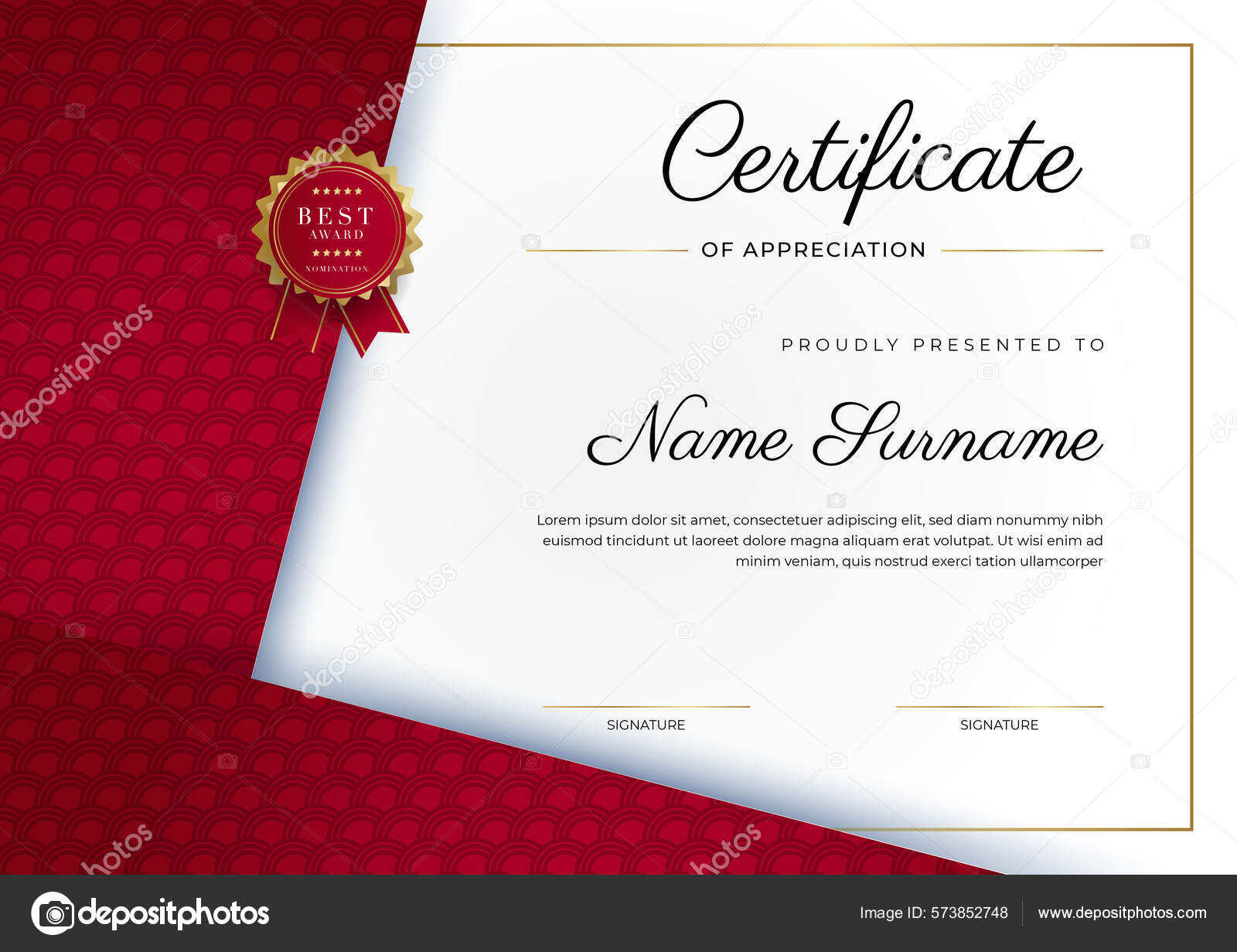 Modern Elegant Red Gold Diploma Certificate Template Design Stock ...