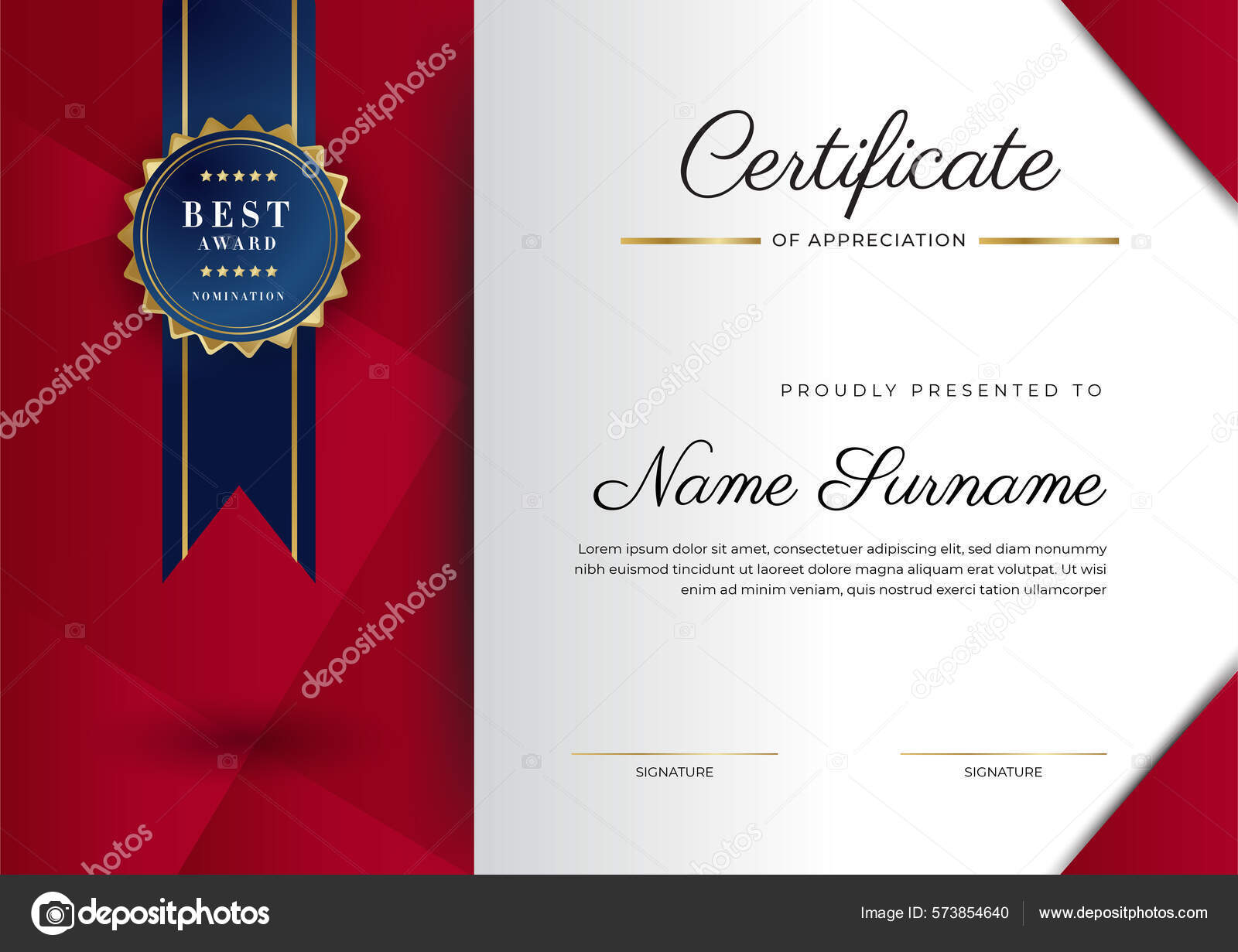 Modern Elegant Red Gold Diploma Certificate Template Design Stock ...