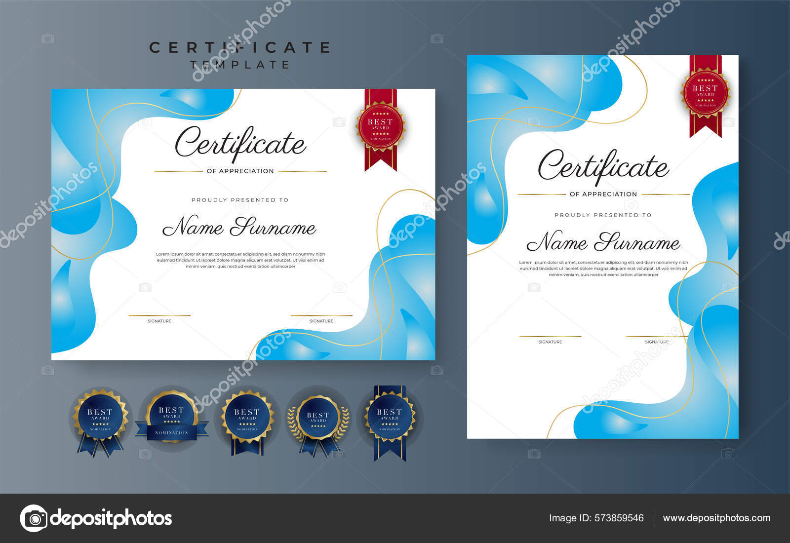 Modern Trendy Futuristic Light Blue Certificate Achievement Border ...