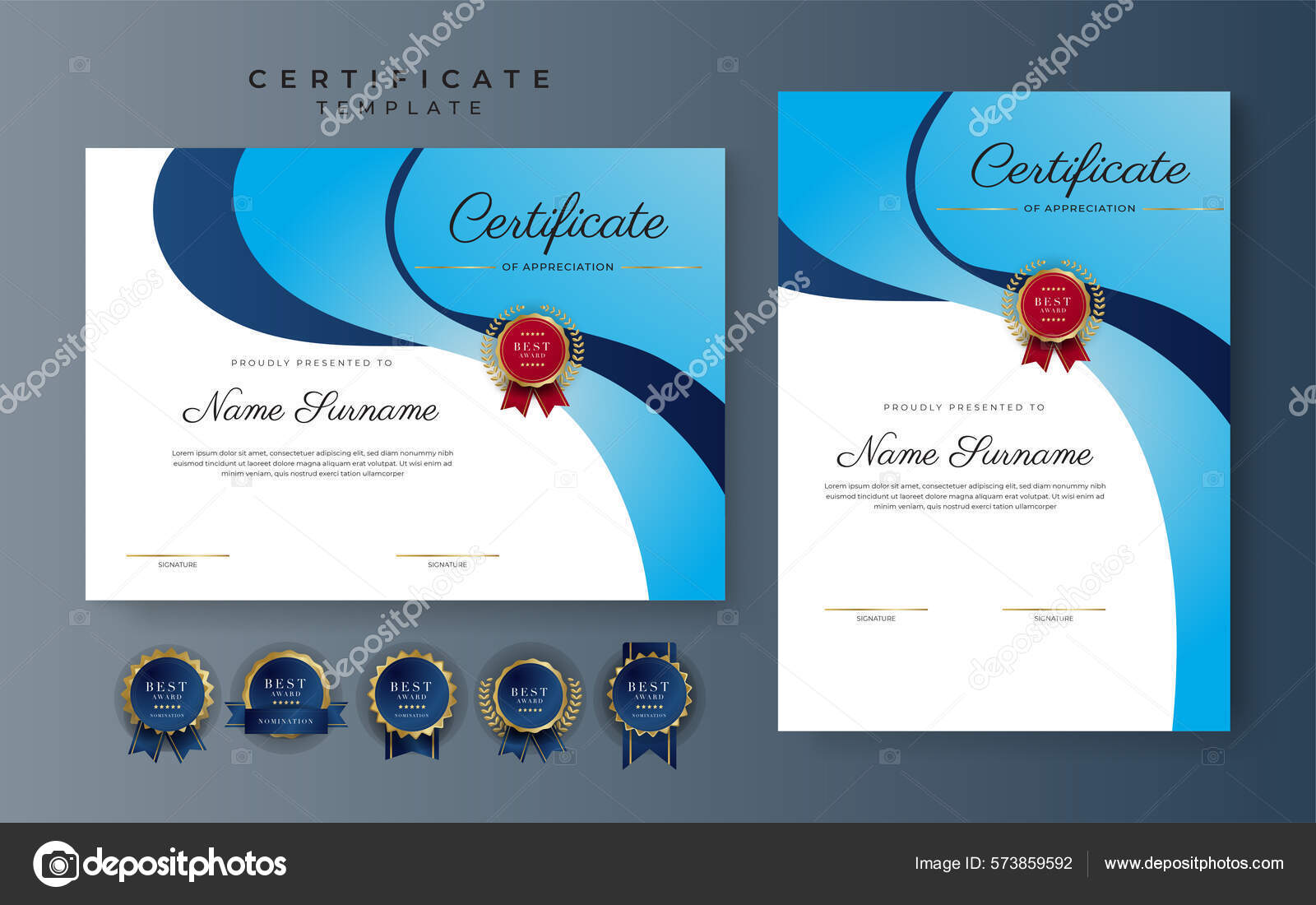 Modern Trendy Futuristic Light Blue Certificate Achievement Border ...