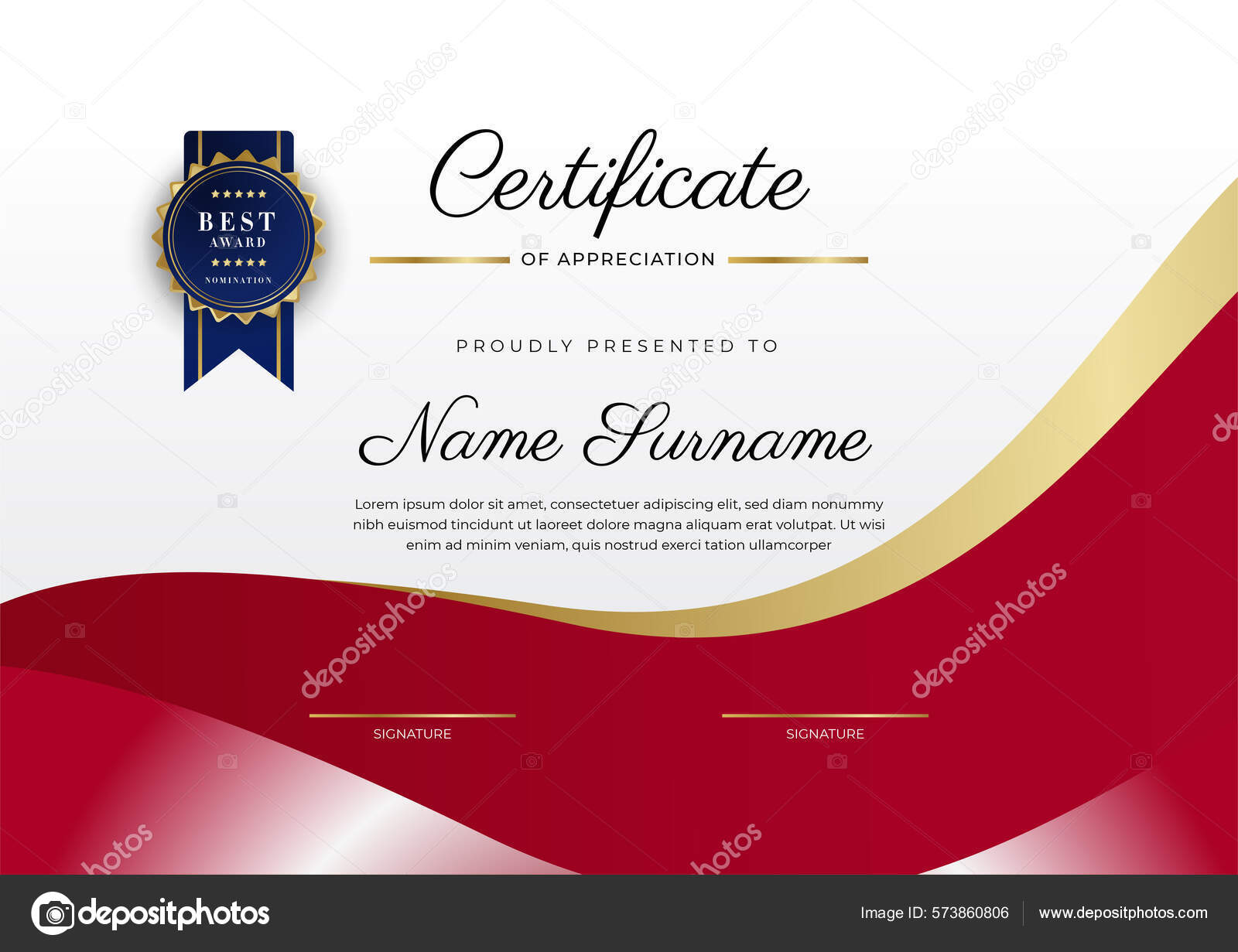 Modern Elegant Red Gold Diploma Certificate Template Design Stock ...