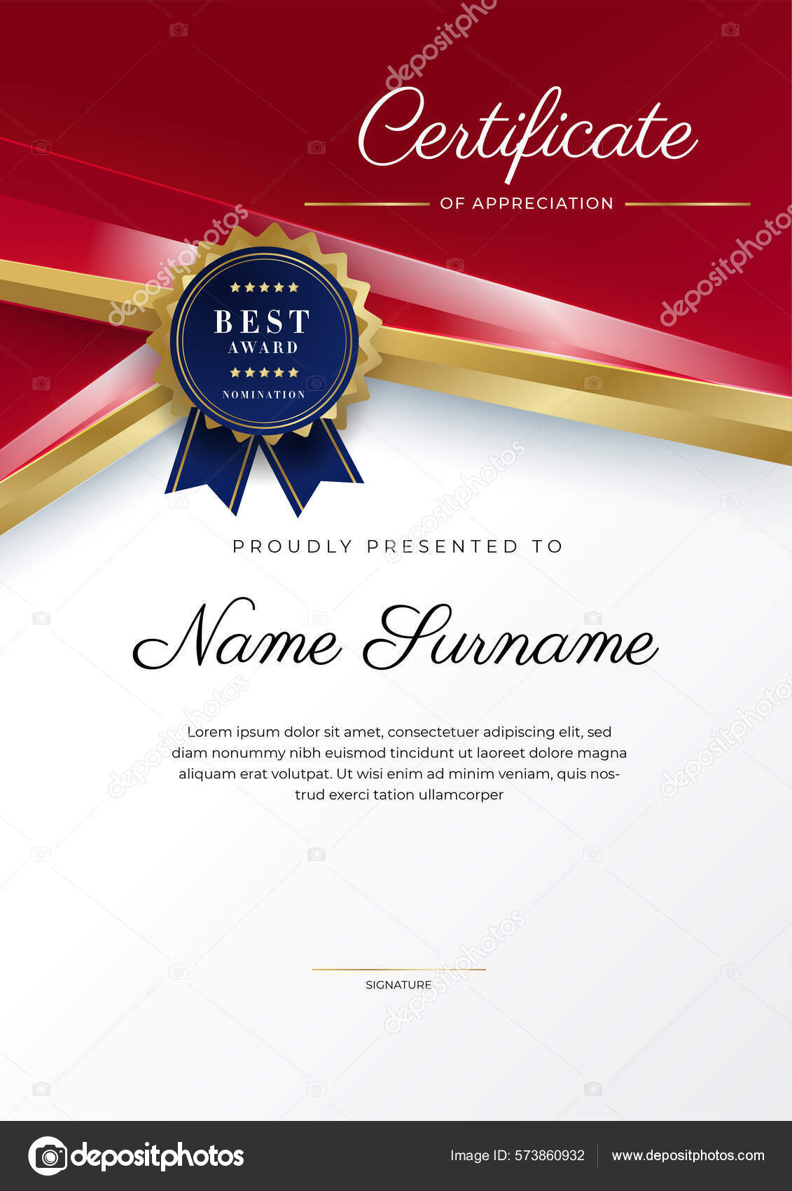 Modern Elegant Red Gold Diploma Certificate Template Design Stock ...