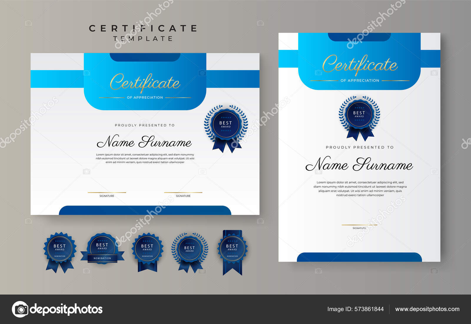 Modern Trendy Futuristic Light Blue Certificate Achievement Border ...