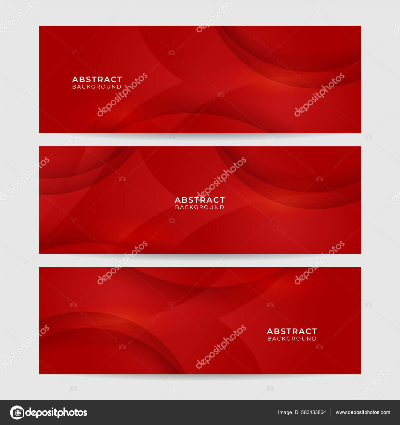 Modern Abstract Dark Red Banner Background Set Overlap Light Red Vector ...