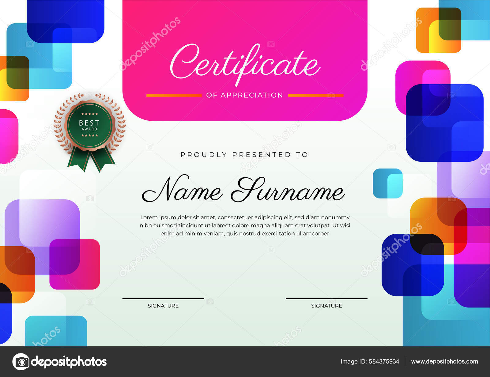 Modern Elegáns Színes Diploma Tanúsítvány Sablon Teljesítmény ...