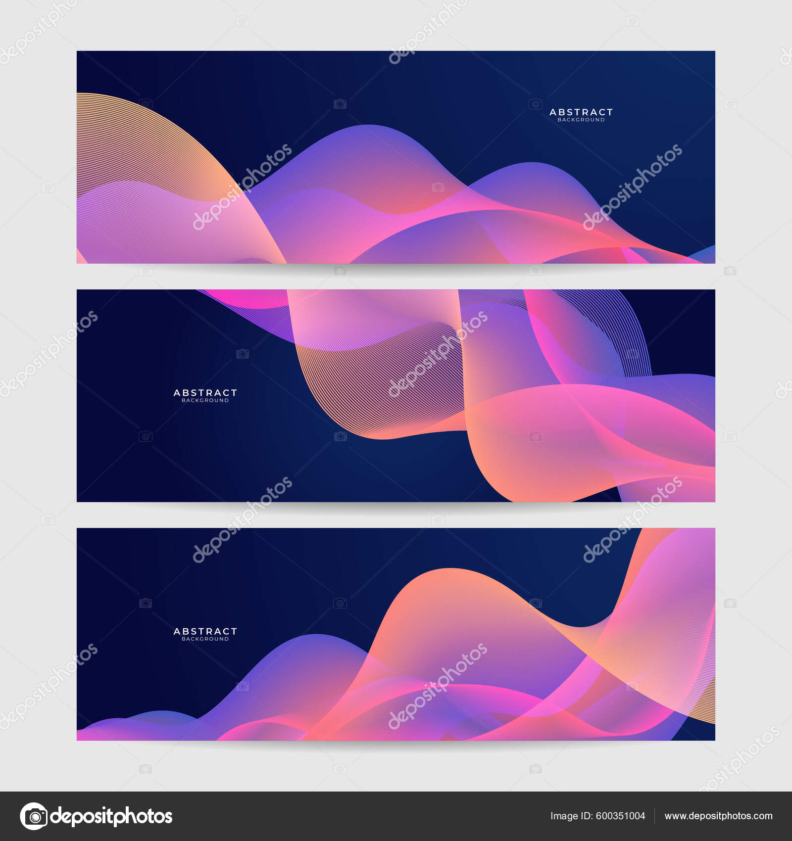 Set Abstract Wave Flowing Banner Background Design Vector Illustration ...