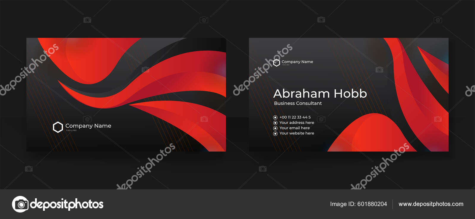 Modern Black Red Business Card Stock Vector by ©salmanalfa 601880204
