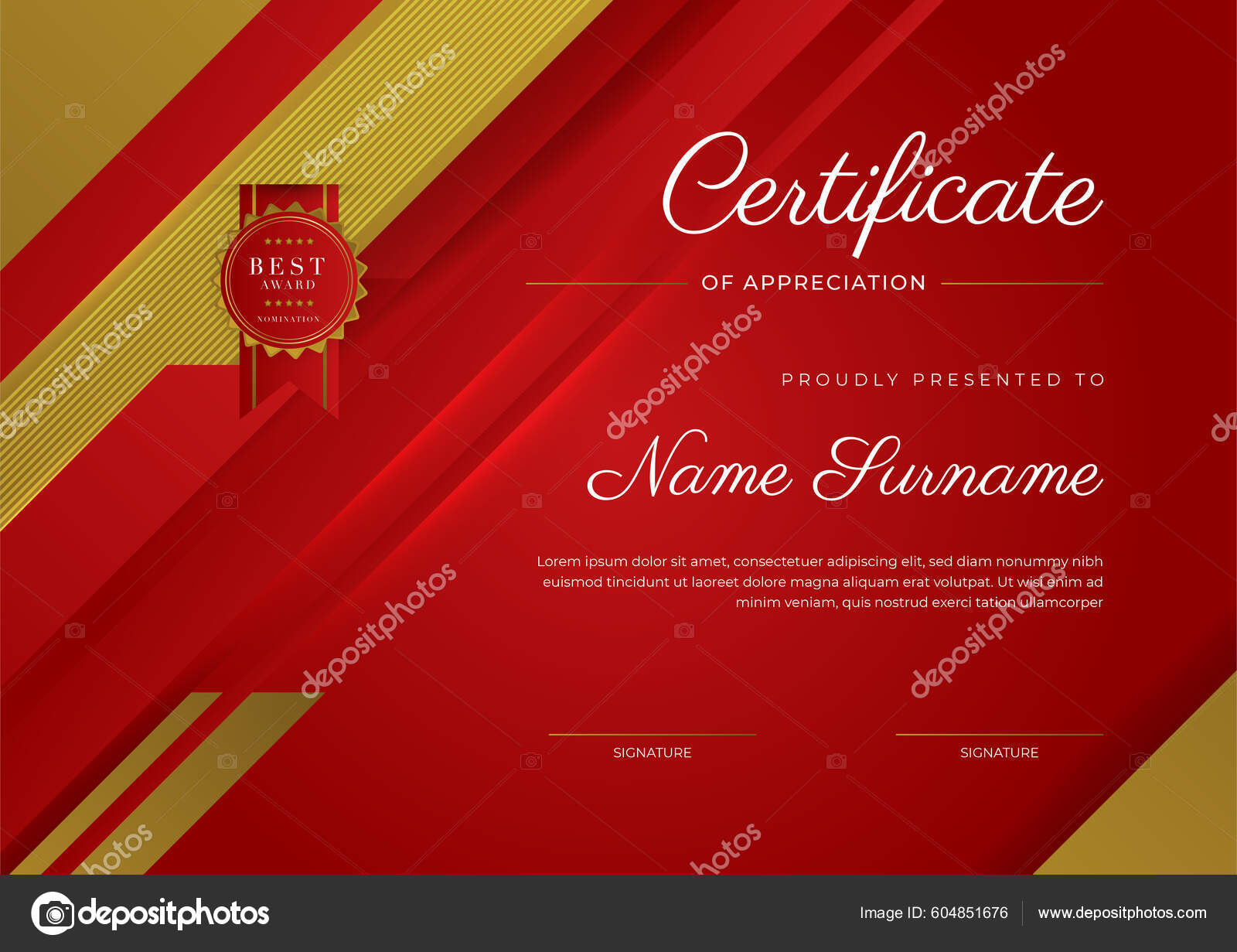Modern Elegant Red Gold Diploma Certificate Template Stock Vector by ...