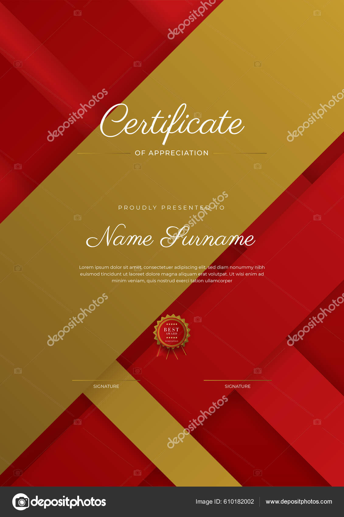 Modern Elegant Red Gold Diploma Certificate Template Stock Vector by ...