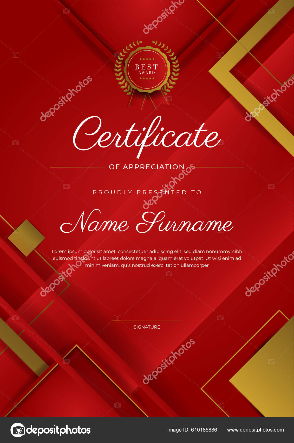 Modern Elegant Red Gold Diploma Certificate Template Stock Vector by ...