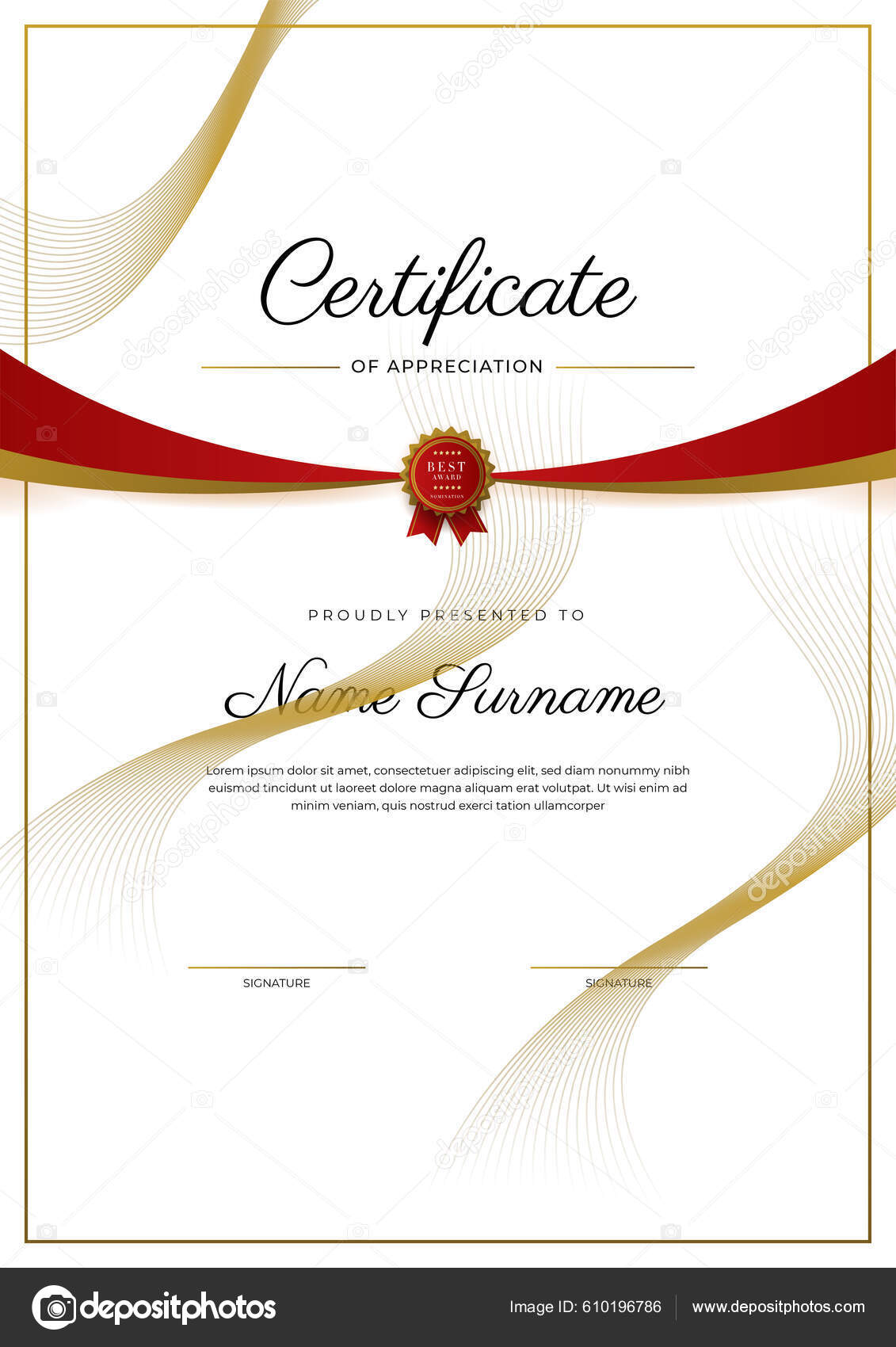 Modern Elegant Red Gold Diploma Certificate Template Vetor de ...