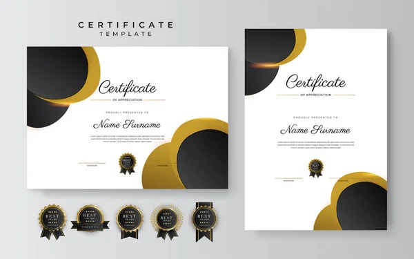 Black Gold Certificate Achievement Template Gold Badge Border Vector de ...