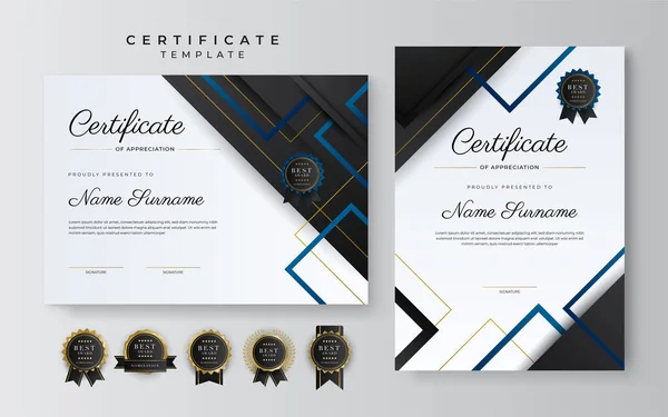 Blue Gold Certificate Achievement Border Template Luxury Badge Modern Line Stock Vector by ...