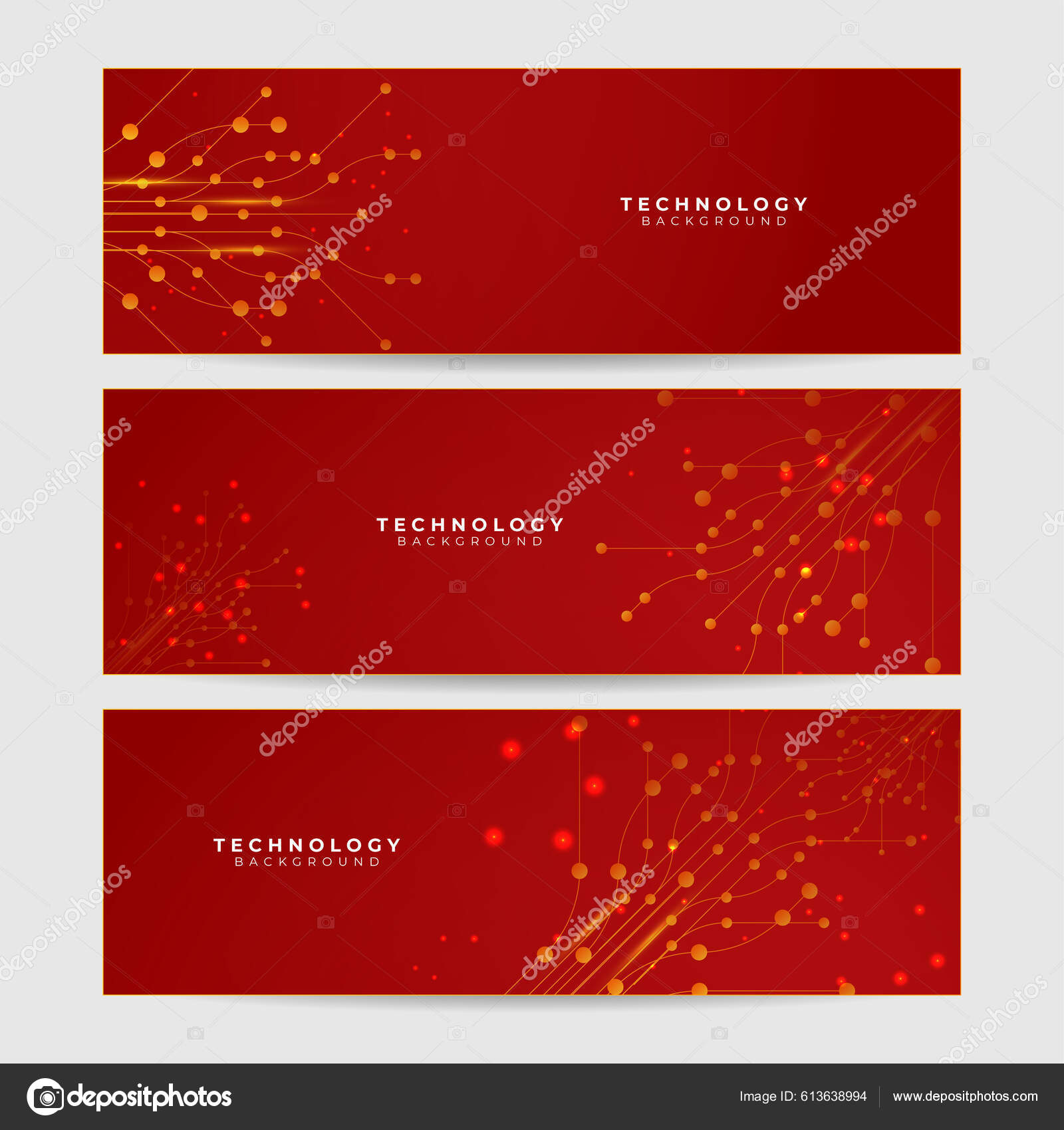 Futuristic Technology Digital Abstract Red Colorful Design Banner ...