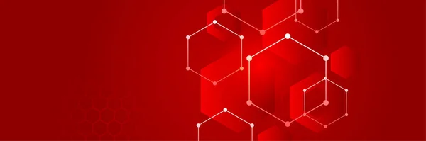 Abstract Red Futuristic Technology Network Science Tech Banner ...