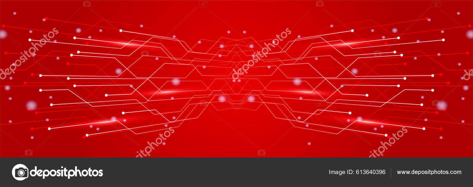Abstract Red Futuristic Technology Network Science Tech Banner ...