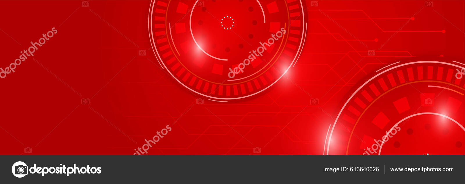 Abstract Red Futuristic Technology Network Science Tech Banner ...