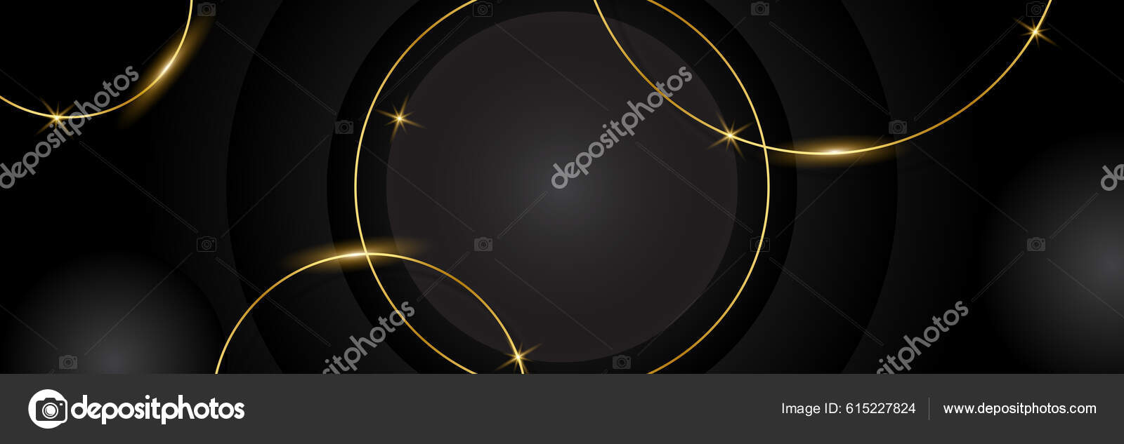 Black Gold Abstract Shape Banner Golden Lines Stock Vector by ...