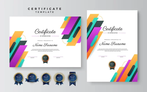 Modern Certificate Template Design Colorful Shape Shadow Certificate ...