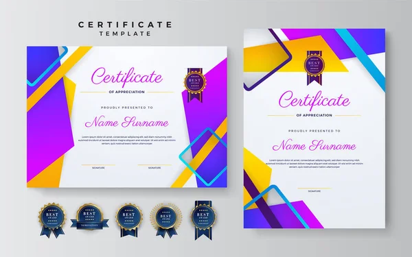 Modern Certificate Template Design Colorful Shape Shadow Certificate ...