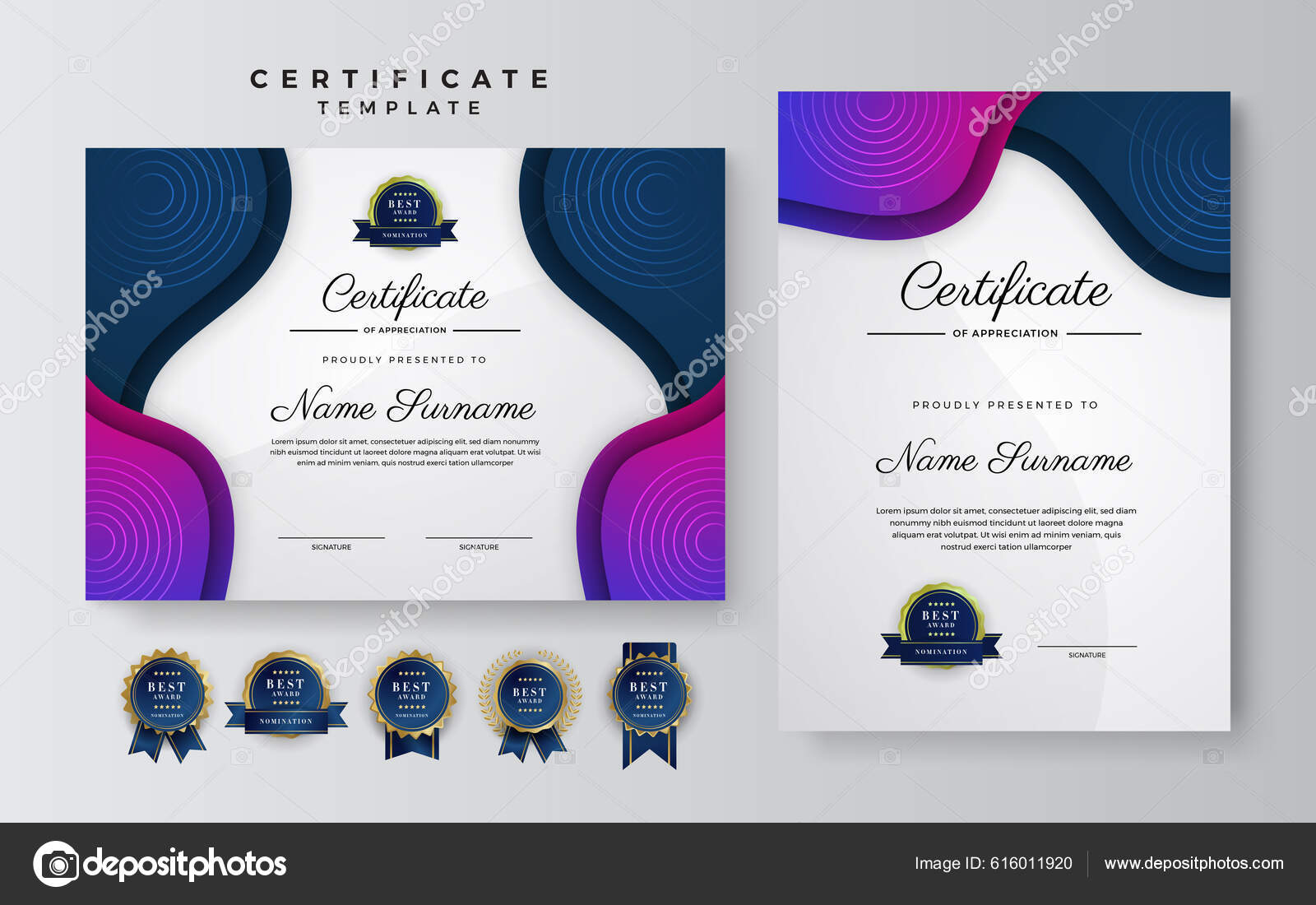 Modern Certificate Template Design Colorful Shape Shadow Certificate ...