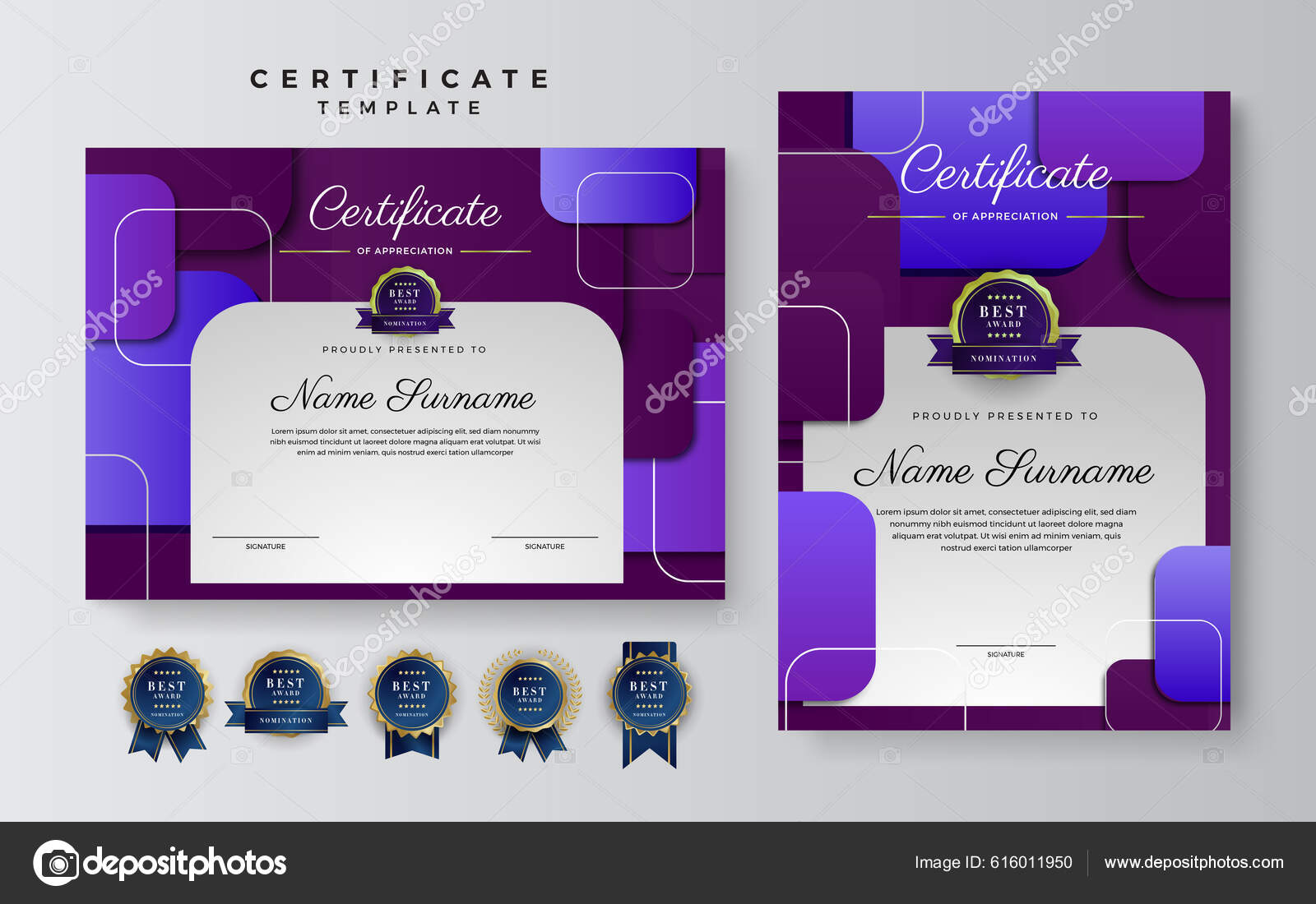Modern Certificate Template Design Colorful Shape Shadow Certificate ...