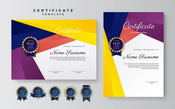 Certificate Appreciation Template Gold Blue Color Clean Modern ...
