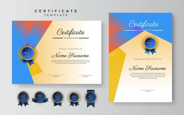 Modern Certificate Template Design Colorful Shape Shadow Certificate ...